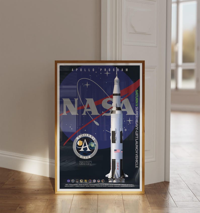 Apollo Program Poster – NASA Saturn V Rocket – Vintage Space ...