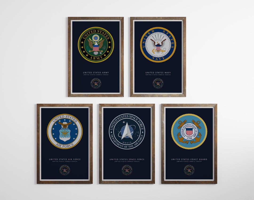 U.S. Armed Forces Posters, 5 Branches, Military Wall Art, Army, Navy ...