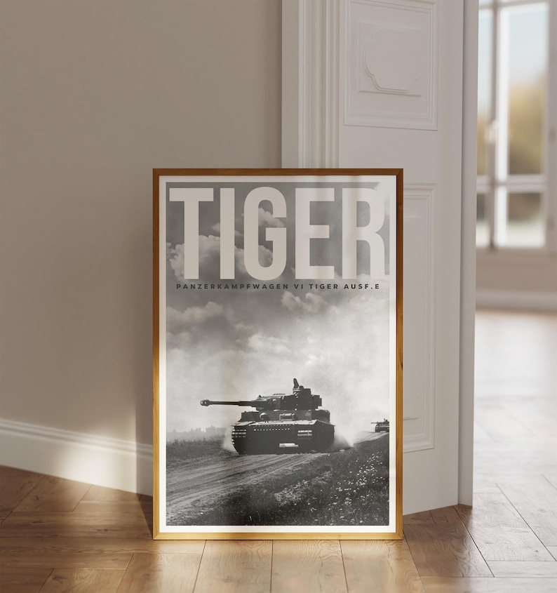 Unique Vintage WWII Tiger-i Tank Poster – Vintage Military Art, Tank ...