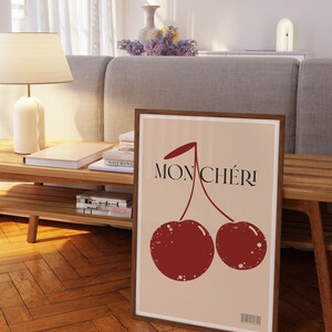Cherry Print, Mon Cherry Wall Art, Preppy Room Decor (digital Download ...