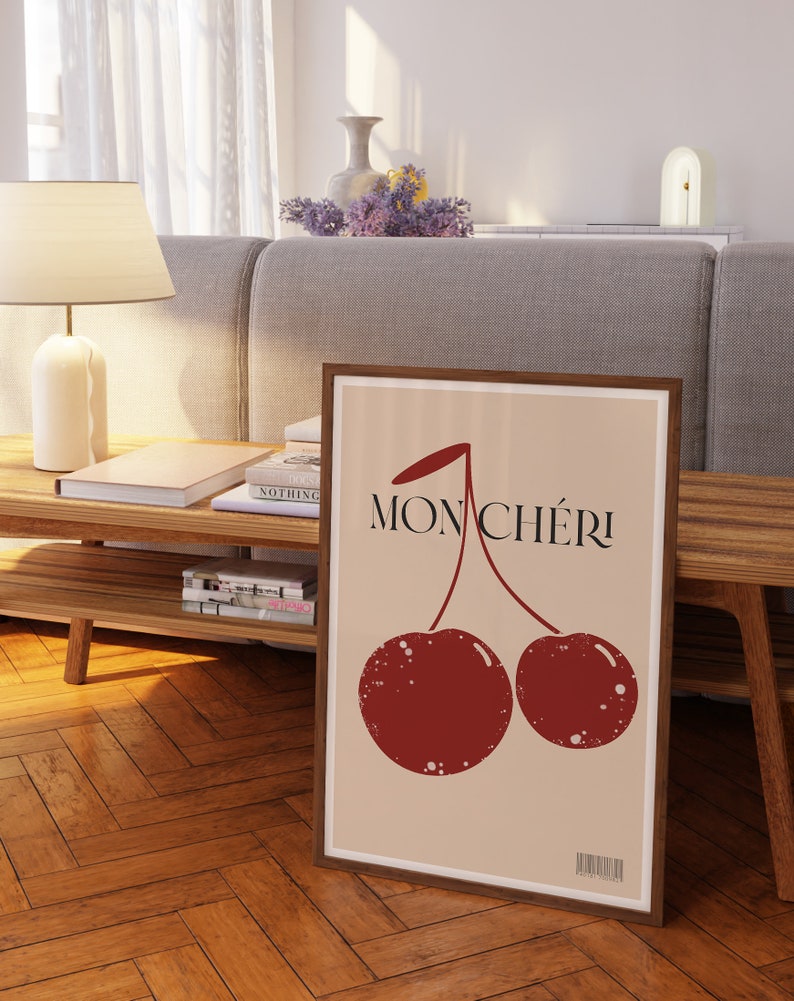 Cherry Poster Cherries Print Trendy Wall Art Retro Print Mon - Etsy