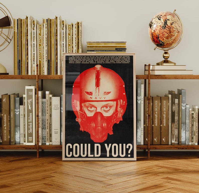 Vintage U.S. Navy Aviation Safety Poster | Military Pilot Helmet Wall ...