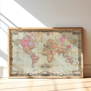 World Map, 1854 | Mercator's Projection - Etsy