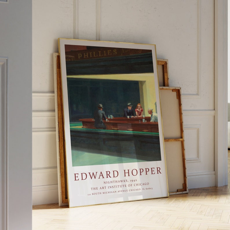 Edward Hopper, Exhibition Poster, Nighthawks, Wall Art Decor, Realism ...