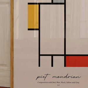Piet Mondrian Art Bundle, Set of 3 | Compositions in White, Black, Red ...