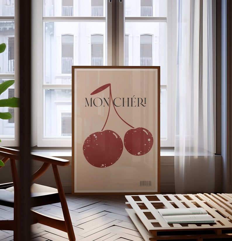 Cherry Poster Cherries Print Trendy Wall Art Retro Print Mon - Etsy