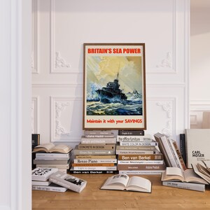 Vintage WWII Naval Poster – Britain's Sea Power – British War ...
