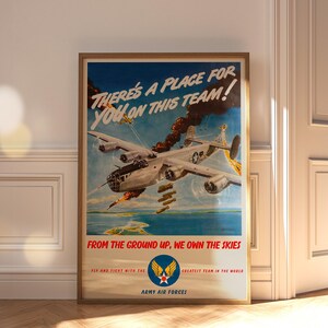 WWII Army Air Forces Poster – Vintage Military Aviation Art, Aircraft ...