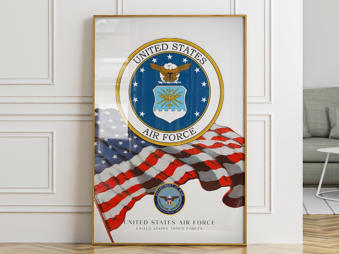 Modern USAF Emblem Wall Art Print | Air Force Decor, Military Poster ...