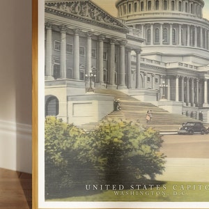 Vintage U.S. Capitol Building Artwork, Wall Art, Washington DC, United ...