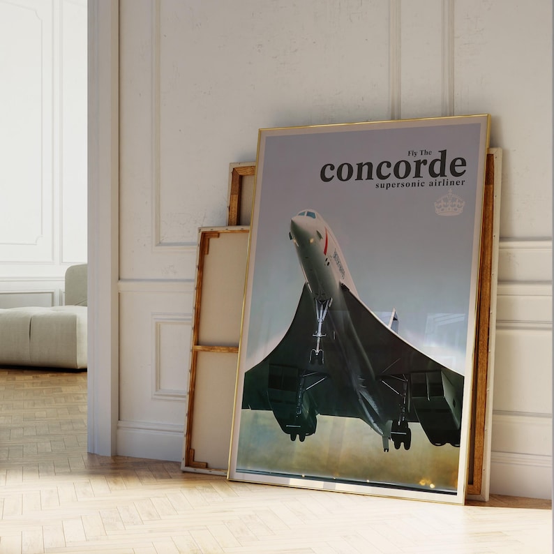 Vintage Concorde Poster, Supersonic Airliner Art Print, Retro Aviation ...