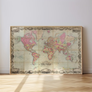 World Map, 1854 | Mercator's Projection - Etsy