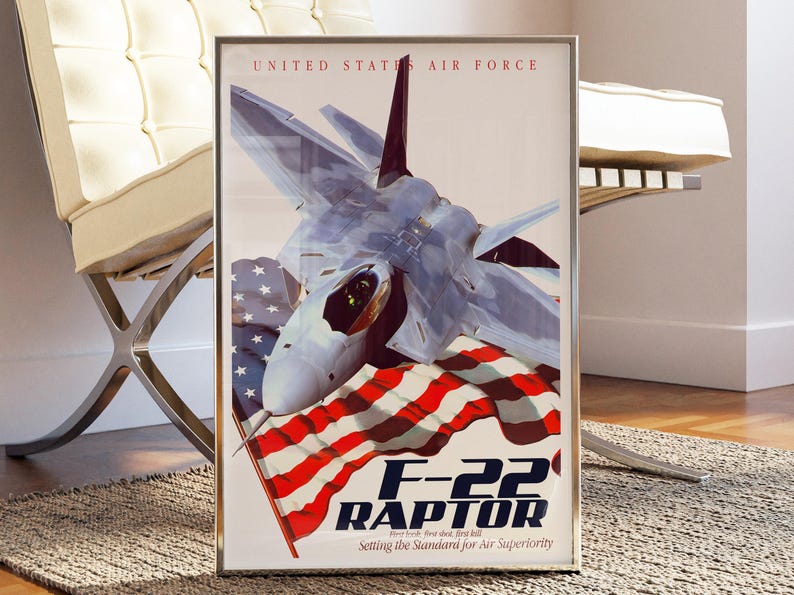 Fighter Jet Poster Set | F-15 F-16 F-22 F-35 | Vintage Air Force Art ...