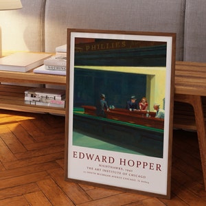 Edward Hopper, Exhibition Poster, Nighthawks, Wall Art Decor, Realism ...