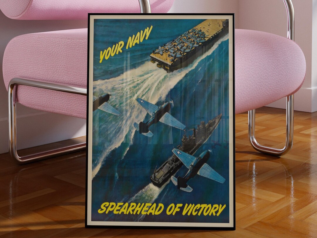 Vintage U.S. Navy World War II Poster, Ww2, Propaganda Poster, Wall Art ...