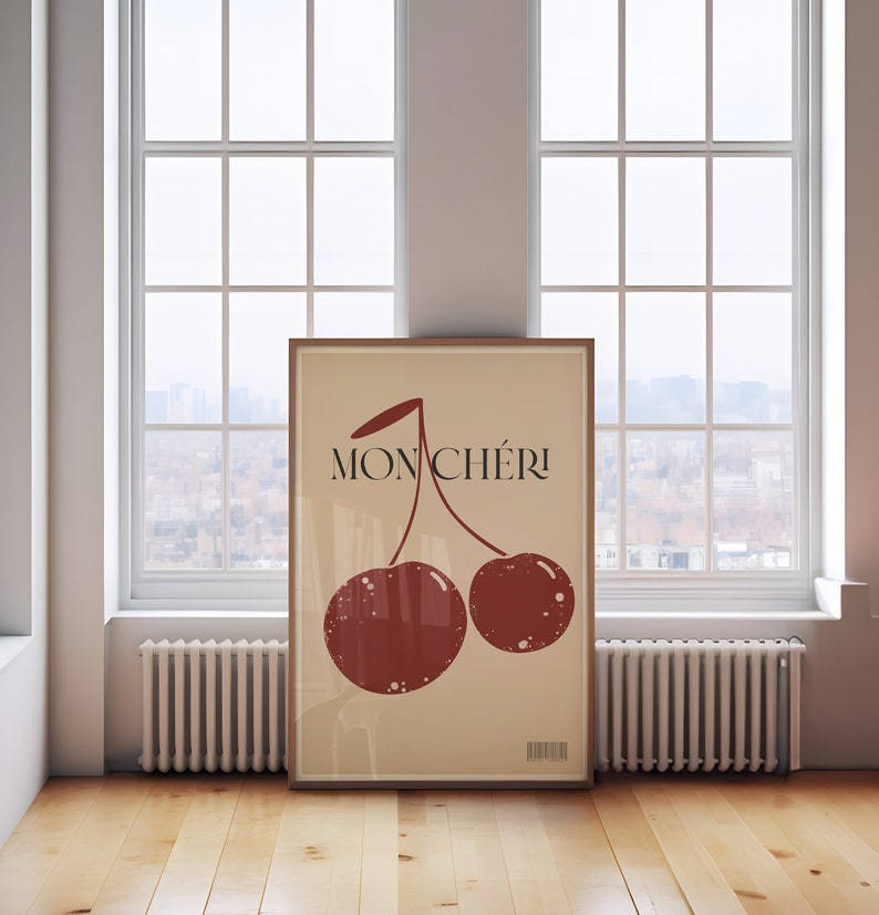 Cherry Print, Mon Cherry Wall Art, Preppy Room Decor (digital Download ...