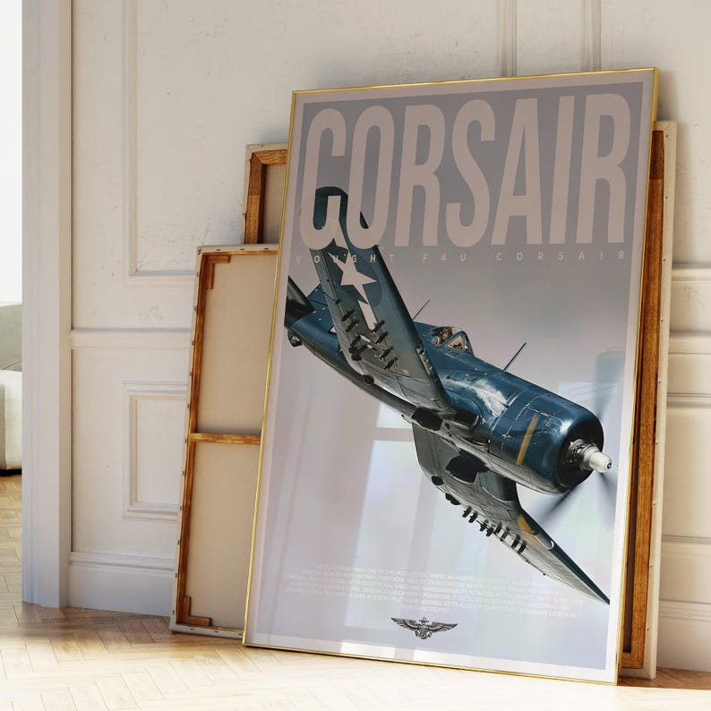 Vintage WWII Airplane Poster Set | Spitfire | F4U Corsair | Warplane ...