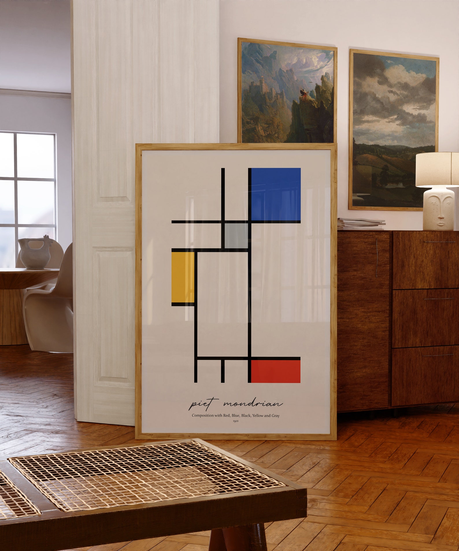 Piet Mondrian Art Bundle, Set of 3 | Compositions in White, Black, Red ...