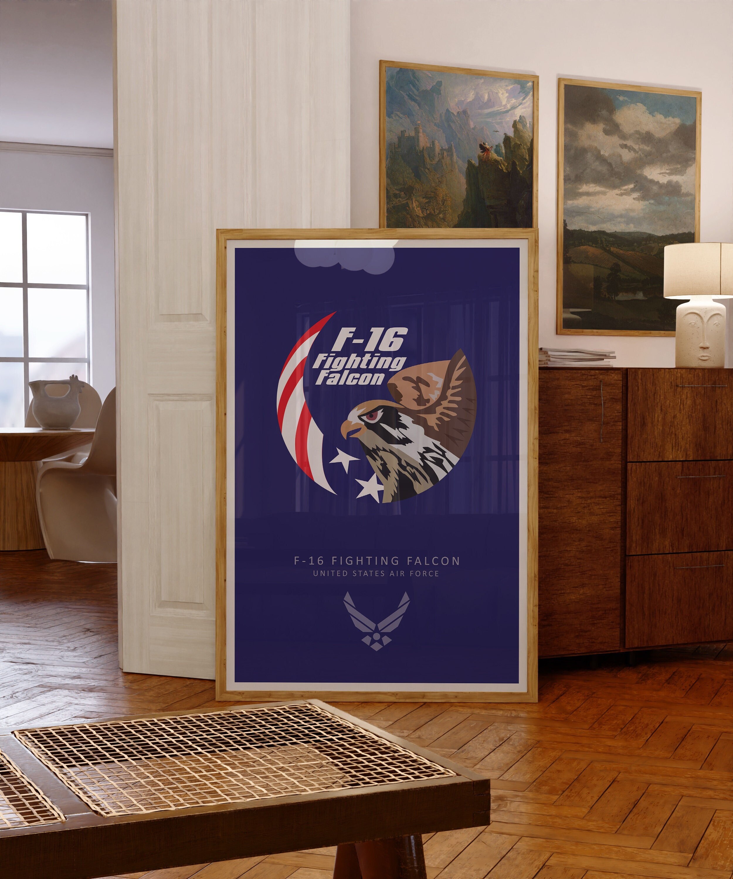 Official USAF F-16 Patch Poster, Art, Minimalist, Wall Art, Air Force ...