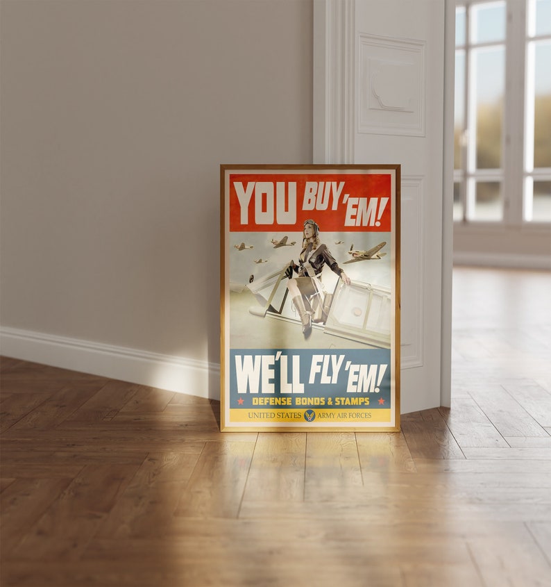 You Buy 'em We'll Fly 'em! Vintage World War II Poster, Ww2, Propaganda ...
