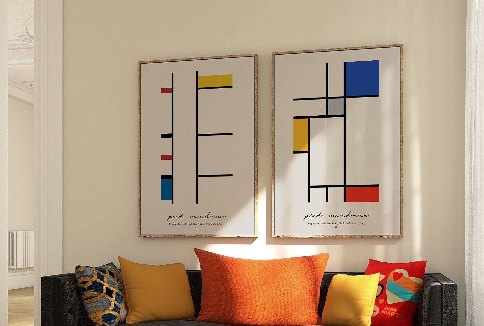 Piet Mondrian Art Bundle Set of 2 Compositions in White - Etsy