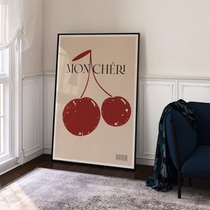 Cherry Poster Cherries Print Trendy Wall Art Retro Print Mon Cherry ...