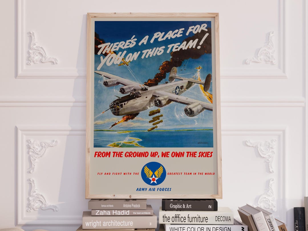 WWII Army Air Forces Poster Vintage Military Aviation Art, Aircraft ...