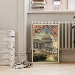 Vintage U.S. Capitol Building Artwork, Wall Art, Washington DC, United ...