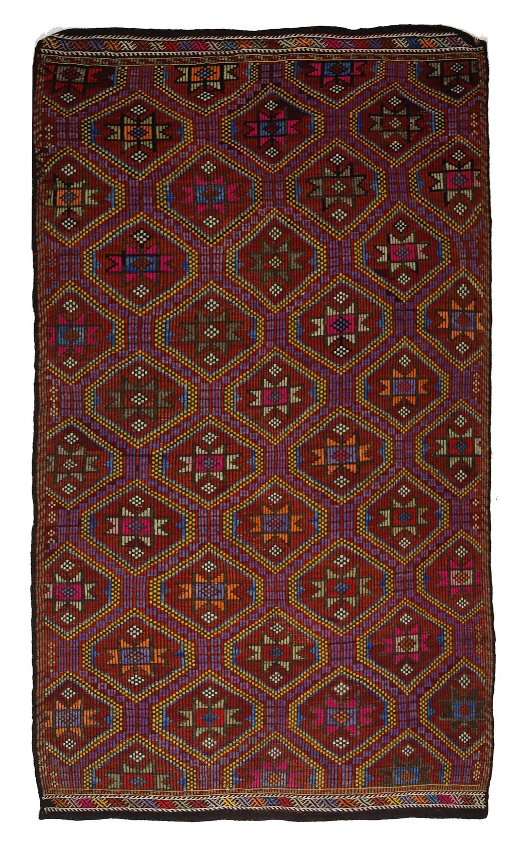 Handwoven Turkish Kilim Rug 10x5 Ft: Vintage Wool Usak Star Carpet - Etsy
