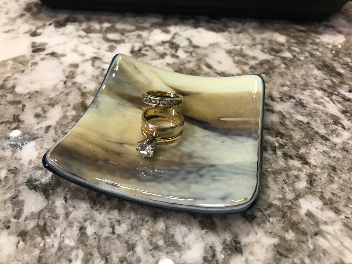 Marble Fused Glass Tea Bag Dish Jewelry Holder Bridesmaid - Etsy