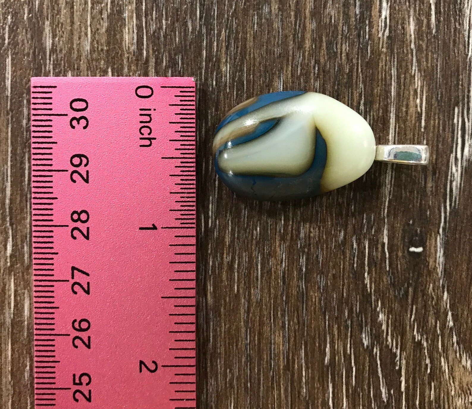 Cream Blue & Brown Fused Glass Pendant Glass Art Pendant - Etsy