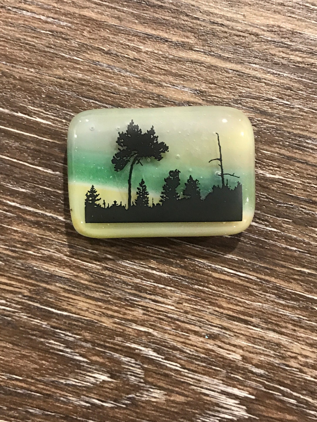 Landscape Enamel Fused Glass Magnet, Art Deco Kitchen Decor ...