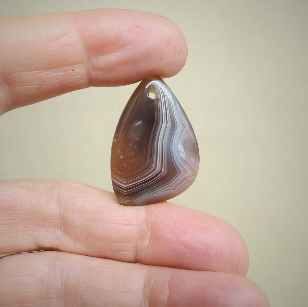 Botswana Agate, Banded Chalcedony, Brown and Beige Shaded, Teardrop ...