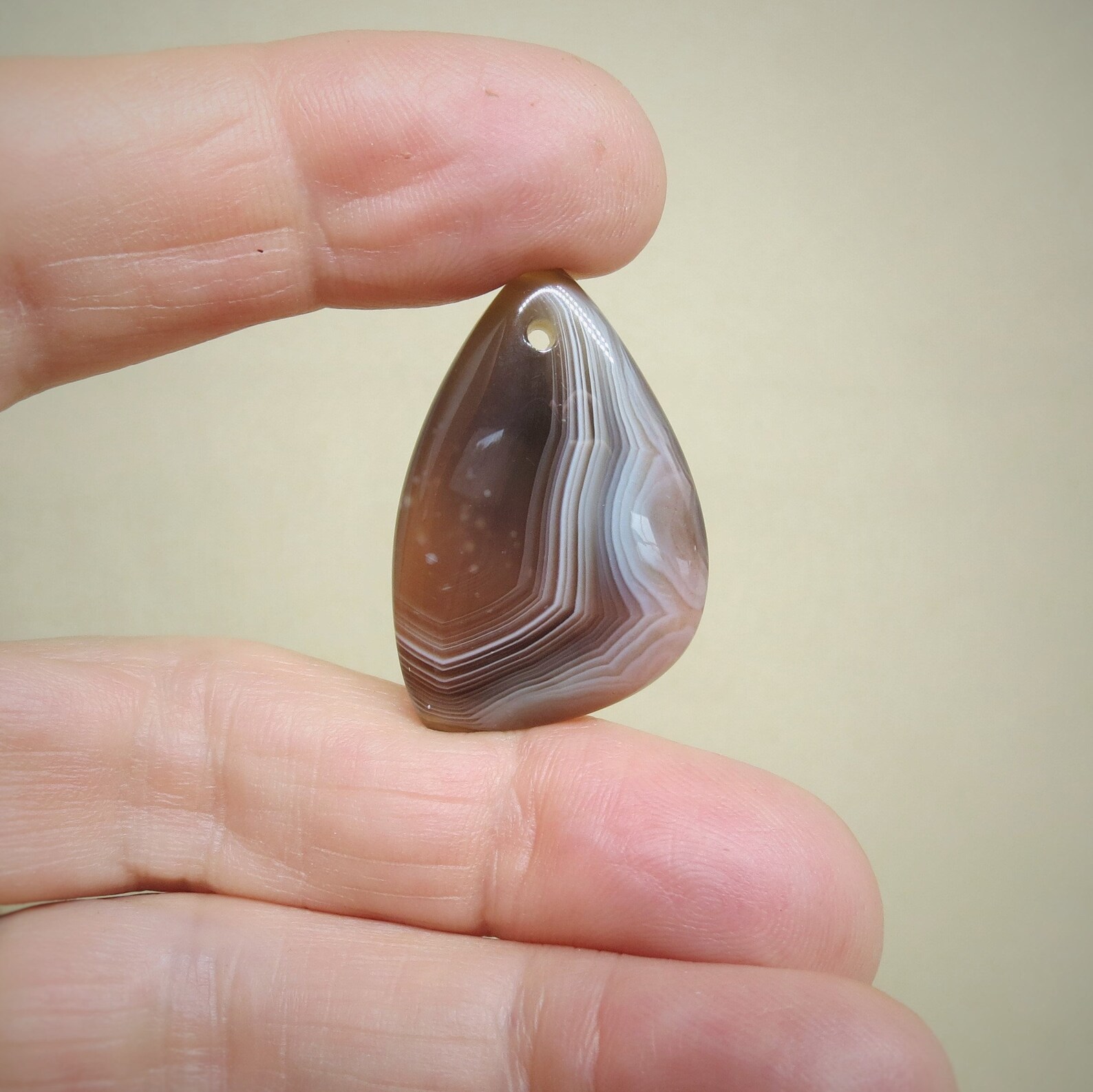 Botswana Agate, Banded Chalcedony, Brown and Beige Shaded, Teardrop ...