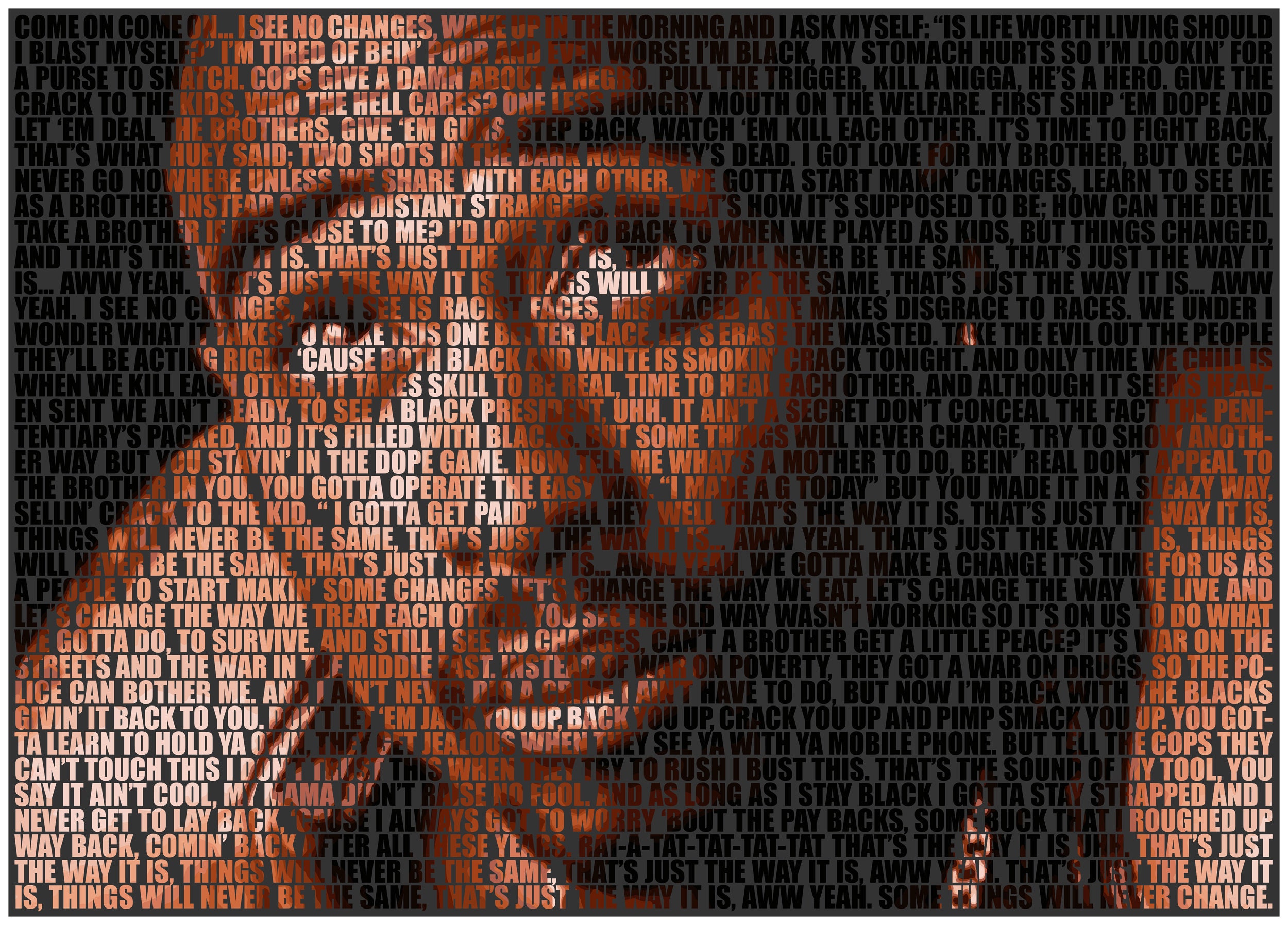 Text Portrait of Tupac Shakur With Full Script of the Song | Etsy Canada
