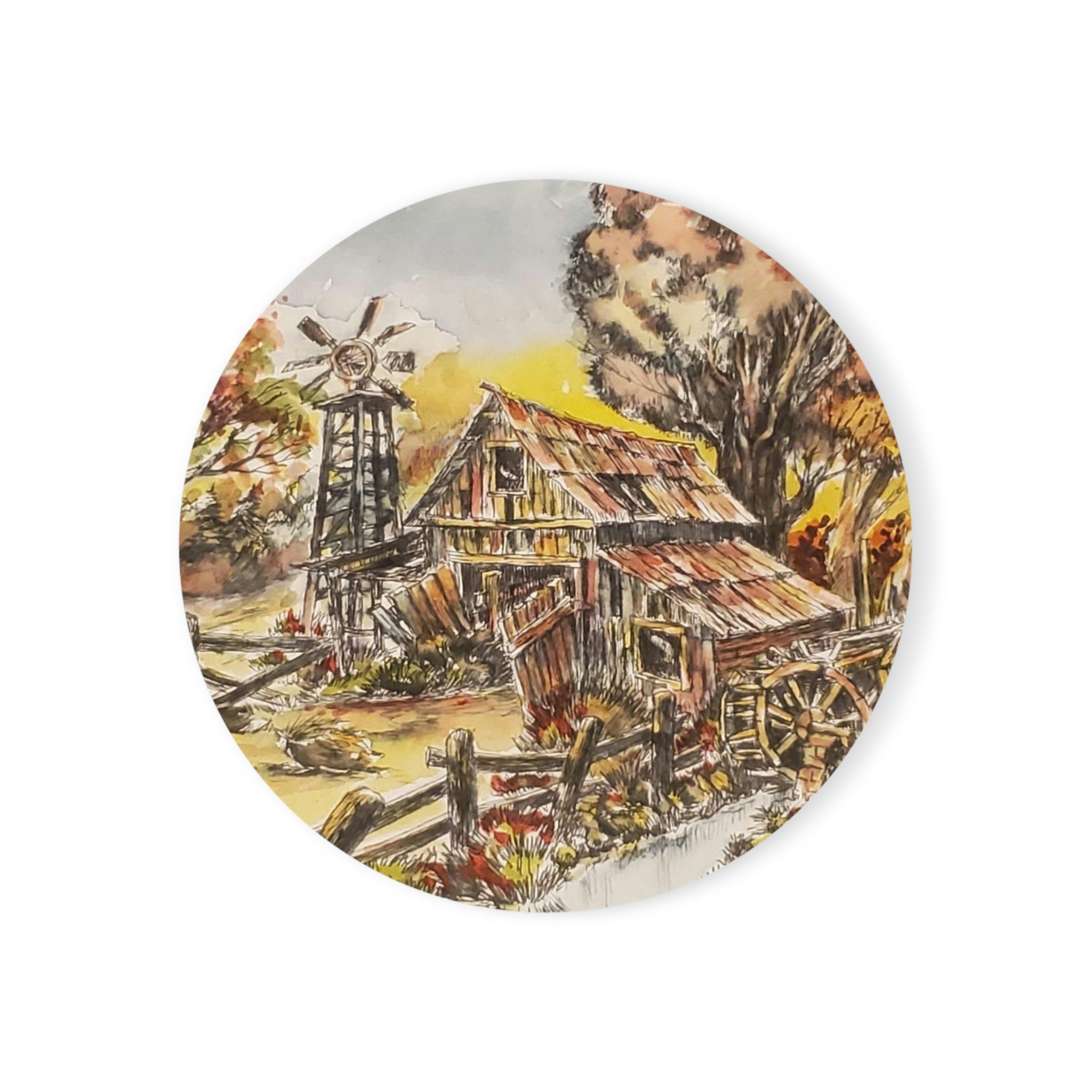 Cork Back Coaster Barn and Windmill Coaster for Table Home Decor - Etsy