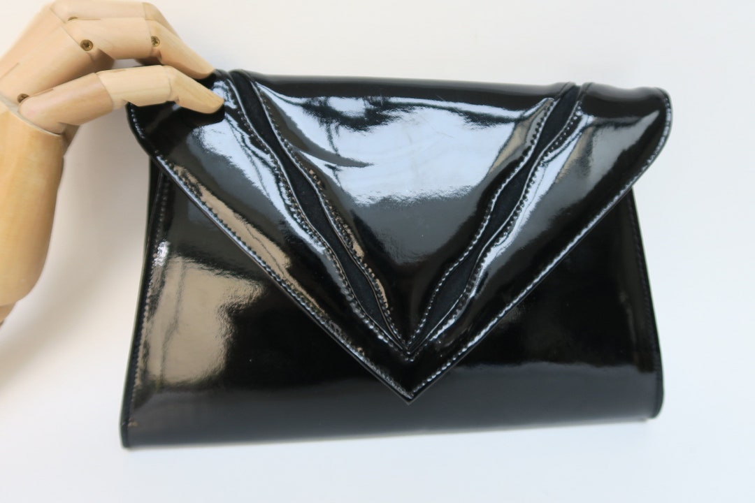 Large Black Patent Envelope-shaped Clutch - Etsy