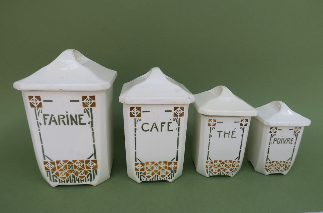 Set of 4 Art Deco Style Spice Jars - Etsy