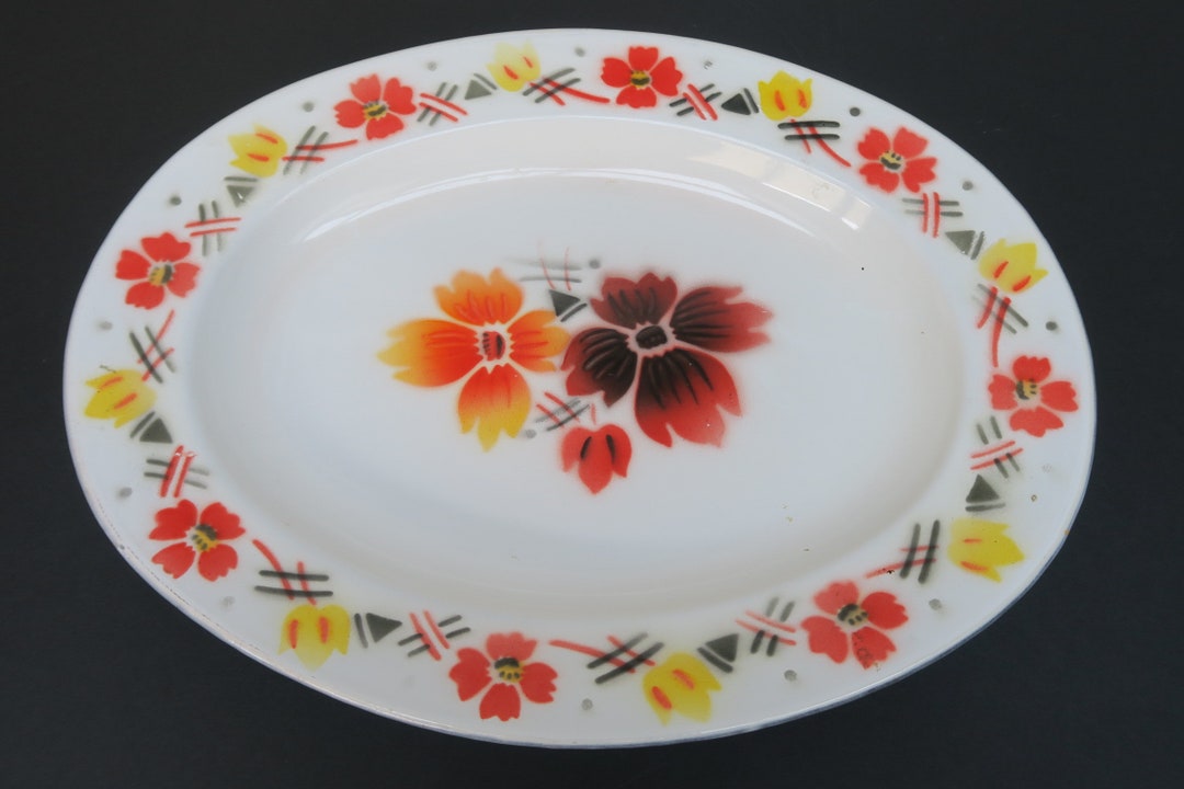 Oval Dish in Enameled Sheet Metal bon Voyage Made in SHANGAI China - Etsy