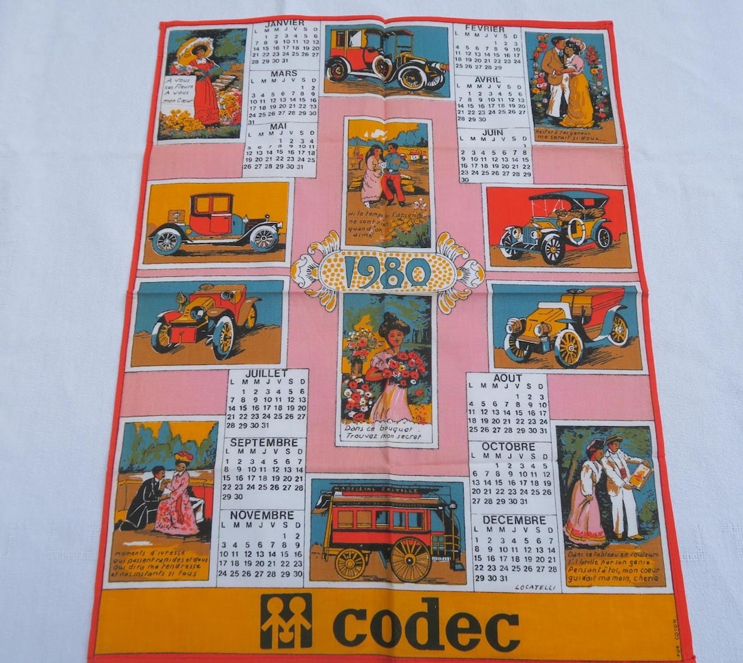 1980 CODEC Advertising Calendar Tea Towel - Etsy