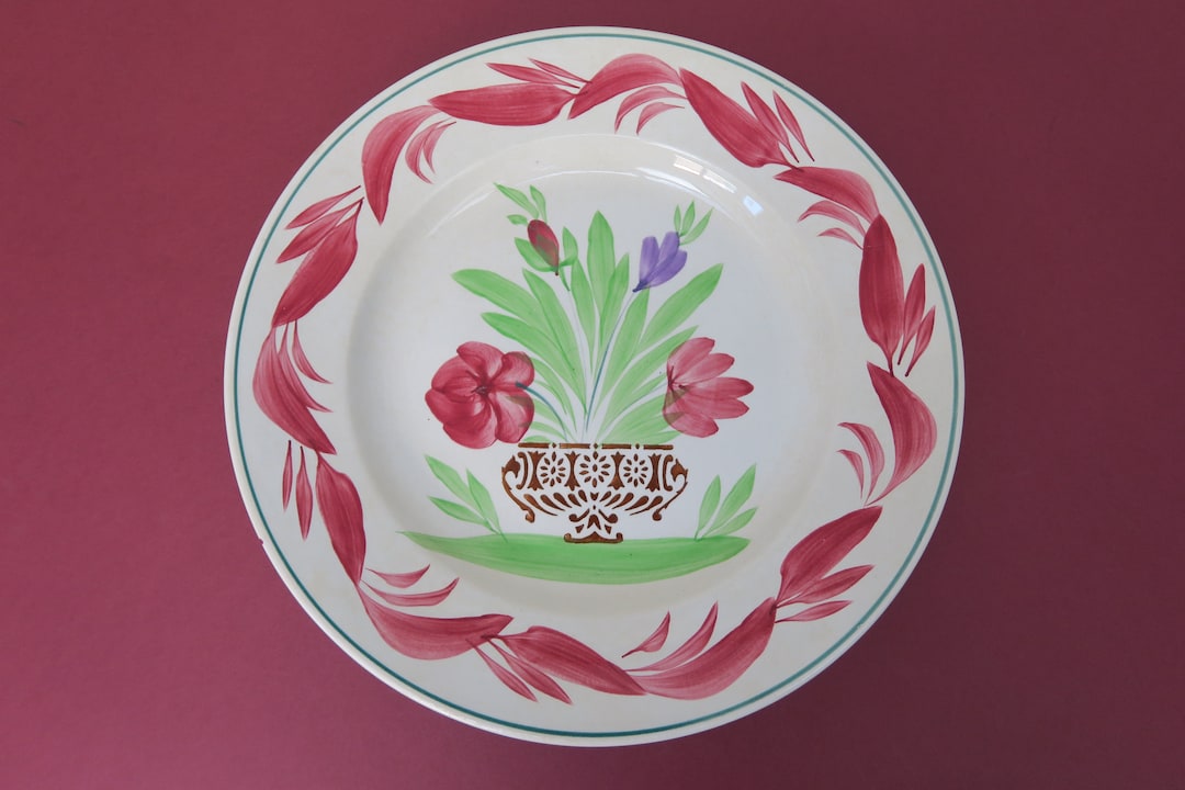 Sarreguemines Ceramic Dish With Flower Motif and Medici Vase - Etsy