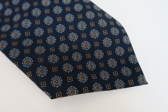 Vintage tie with small blue patterns, extra wide tip,… - Gem