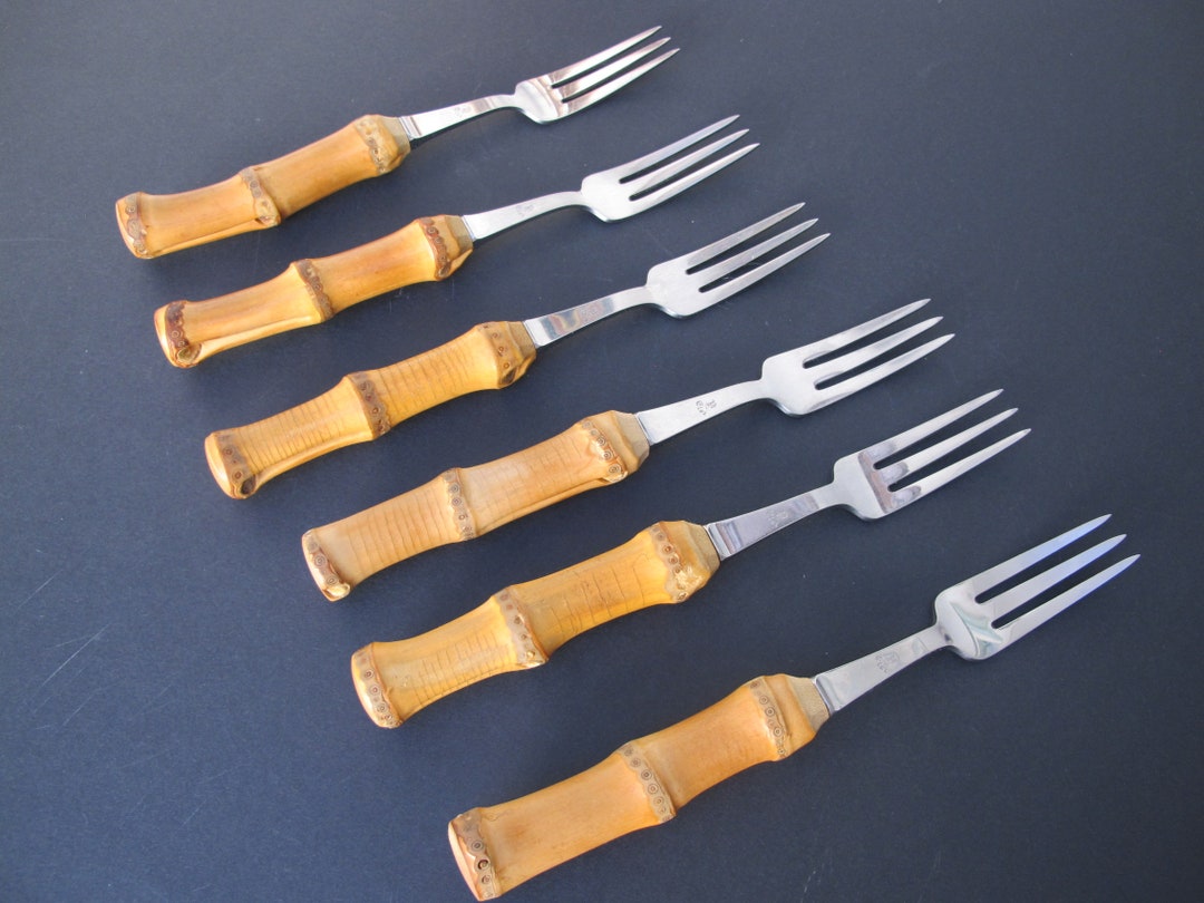 Set of Six Forks With Bamboo and Stainless Steel Handles, Brand ELOI - Etsy