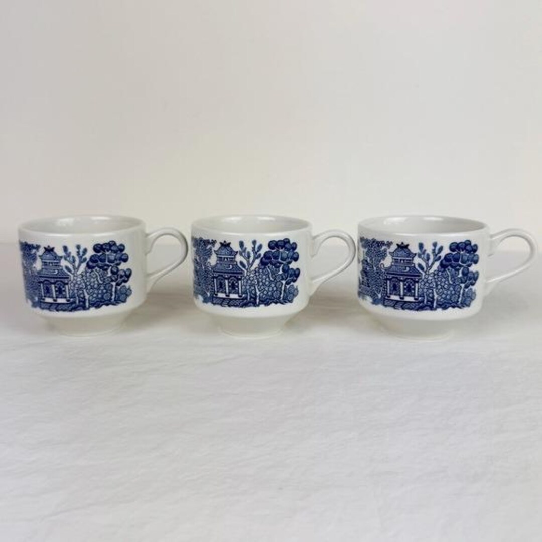 Churchill Vintage Willow Blue China Mugs (set of 3) - Etsy
