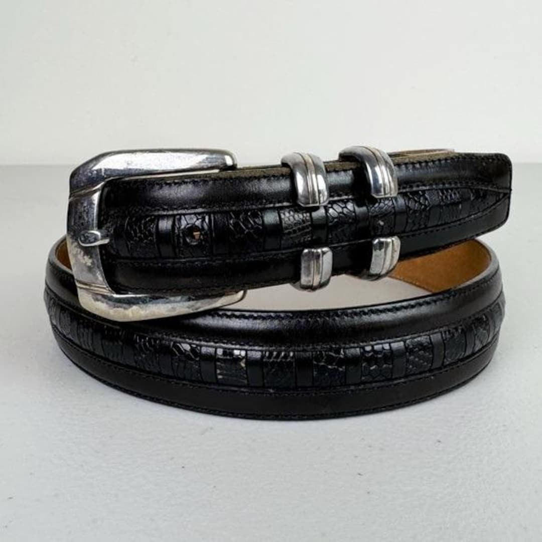 Cale Black Genuine Lizard Leather Belt - Etsy