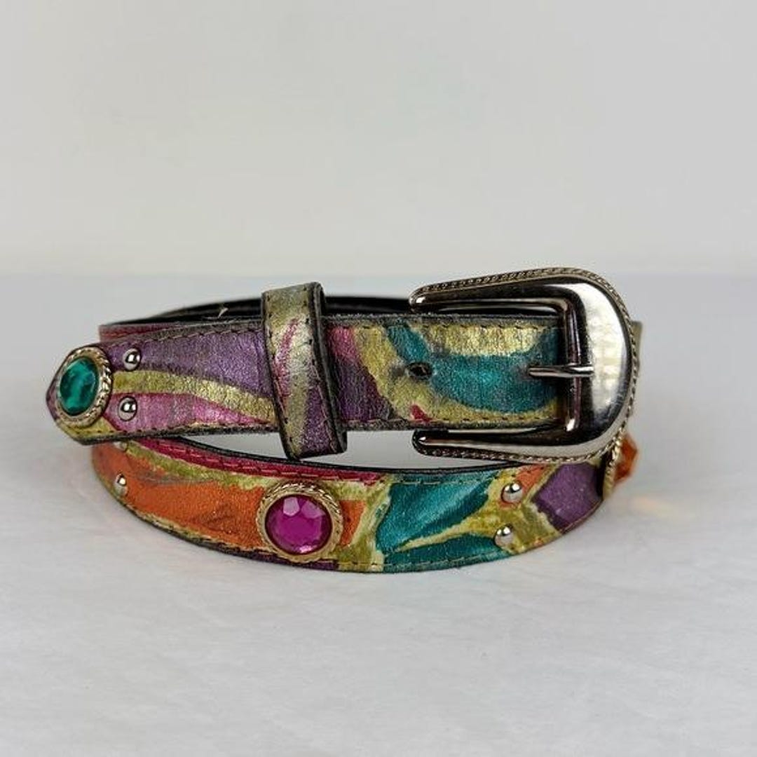 Elite Vintage 80's Colorful Gemstone Belt - Etsy
