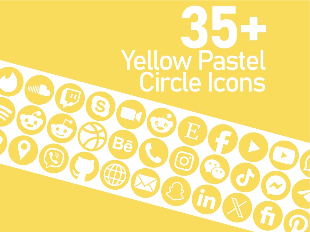 Yellow Social Media Icons 2024 PNG, JPG, SVG 35 Icons Facebook Youtube ...