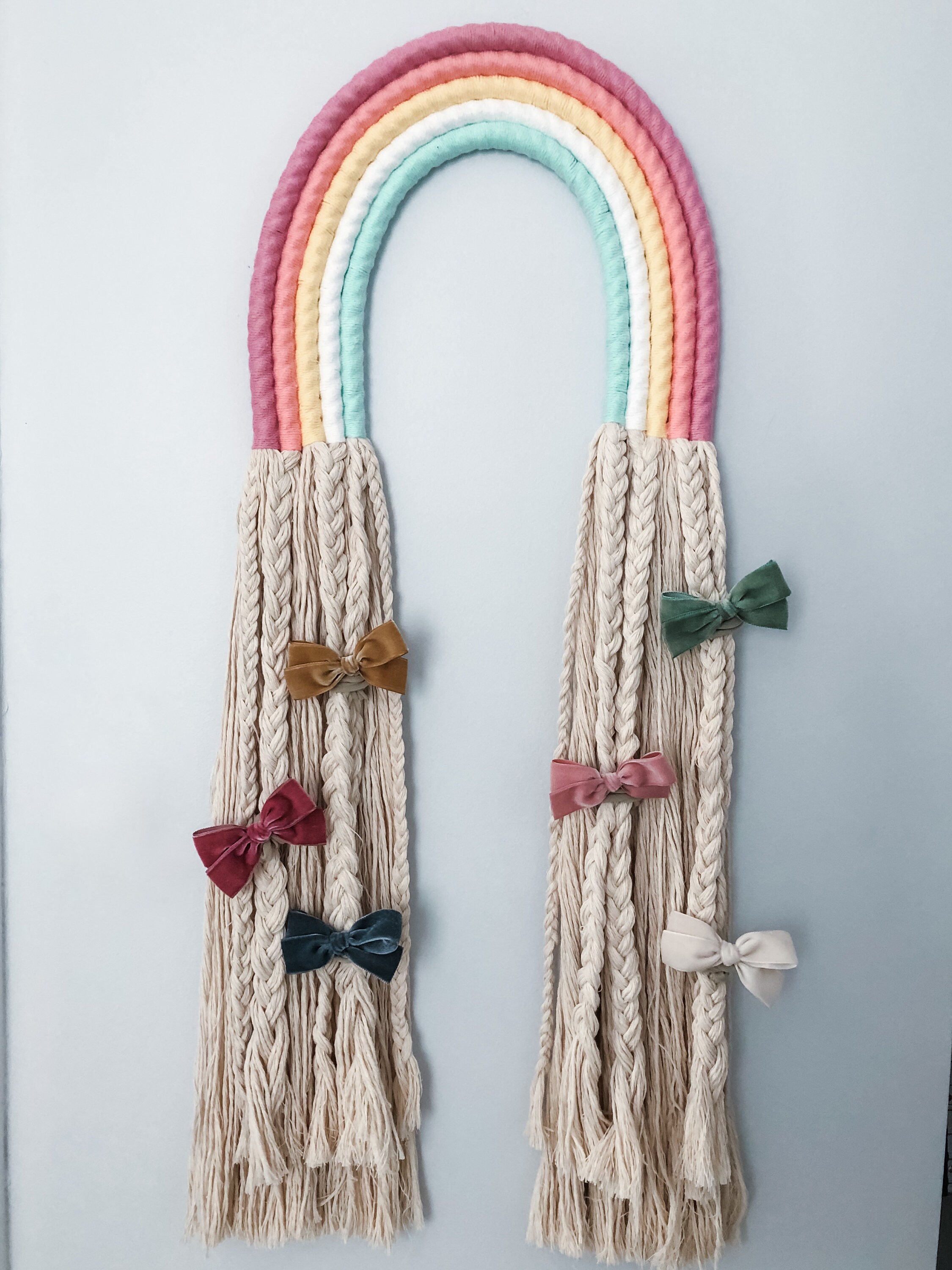 Rainbow Wall Hanging, Bows, Bow Holder, Nursery, Macrame, Baby, Girls ...