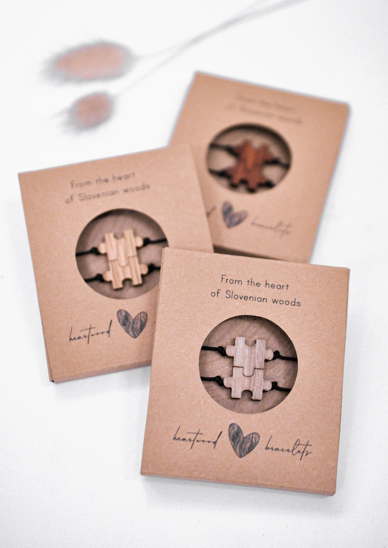 Personalized Wooden Puzzle Bracelets | Matching Couple Jewelry Set - Etsy