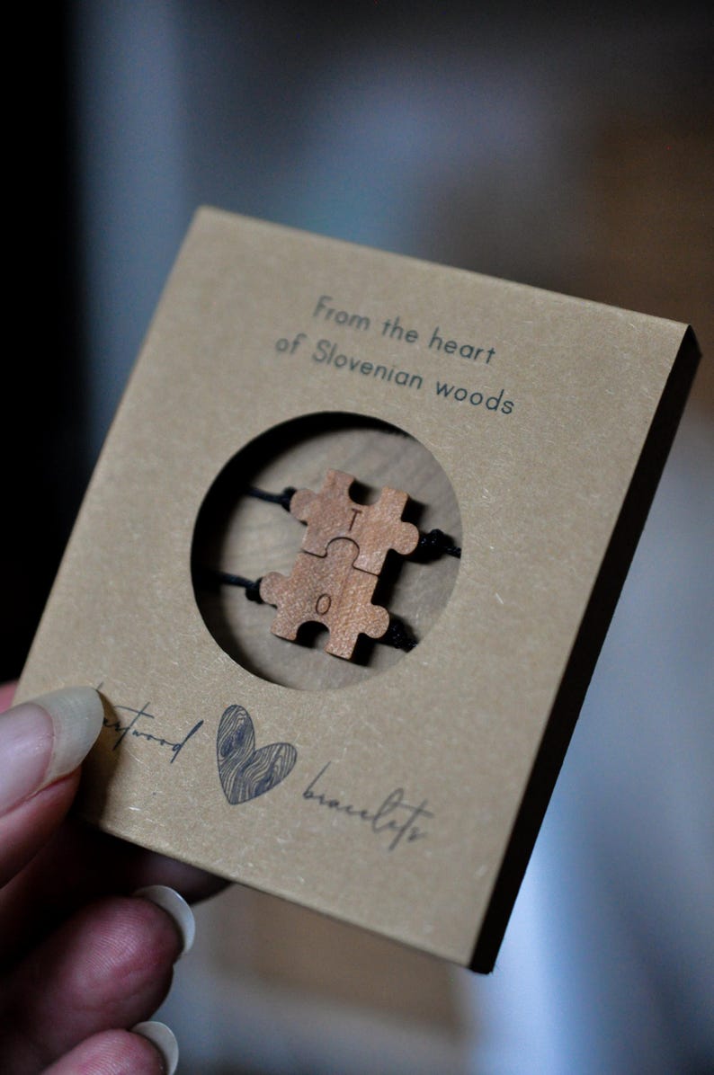 Personalized Wooden Puzzle Bracelets | Matching Couple Jewelry Set - Etsy